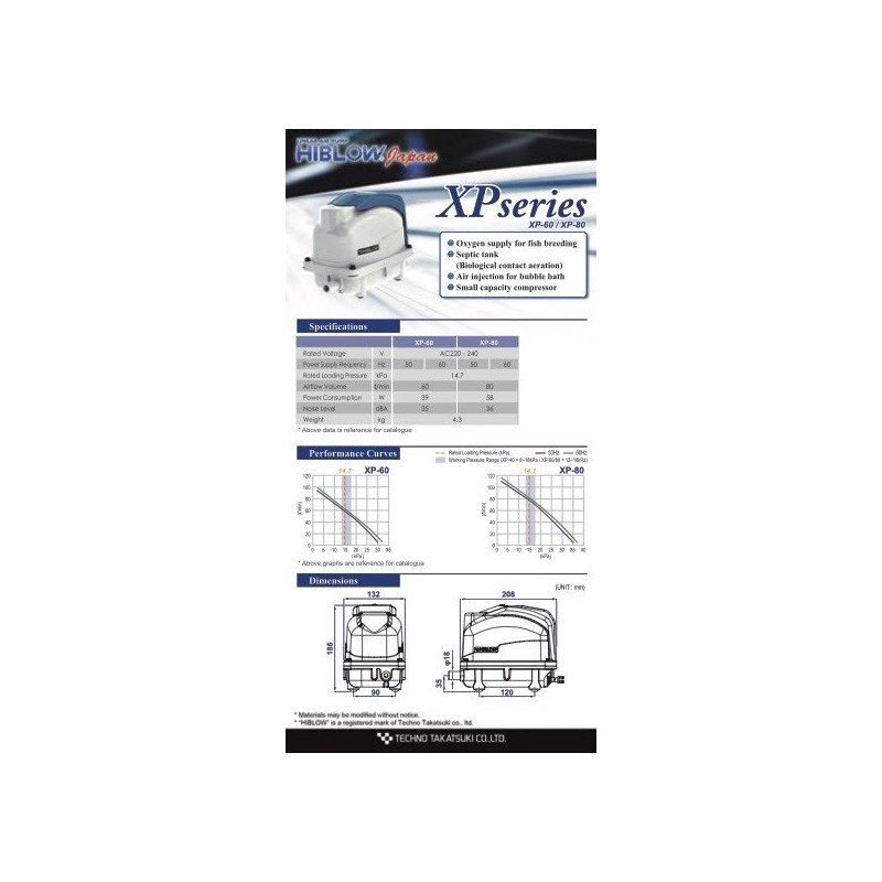 Compresseur Hiblow XP 80 pour aquarium et bassin- Miniaqua77